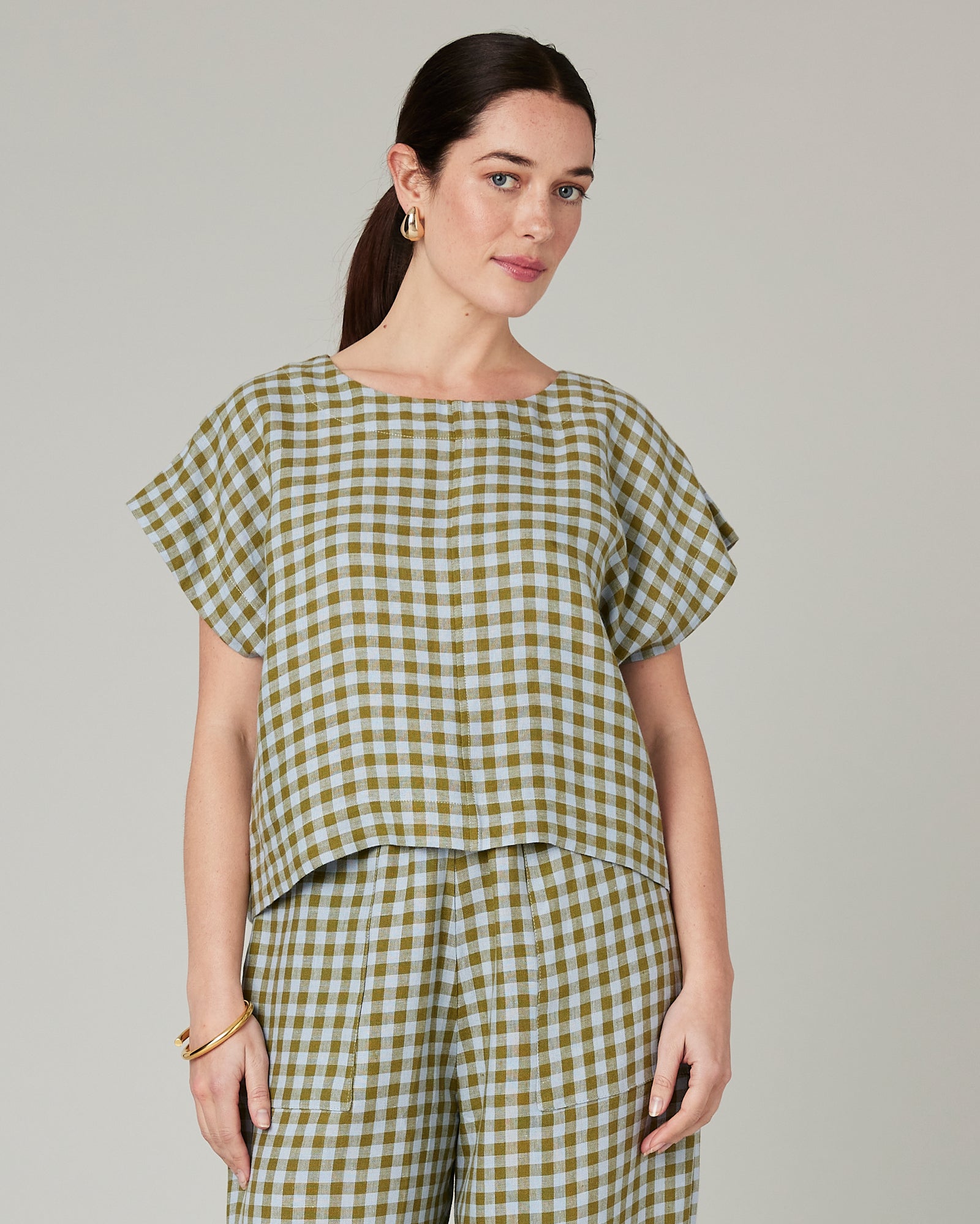 Polly Meadow Check Linen Top – Beyond Nine