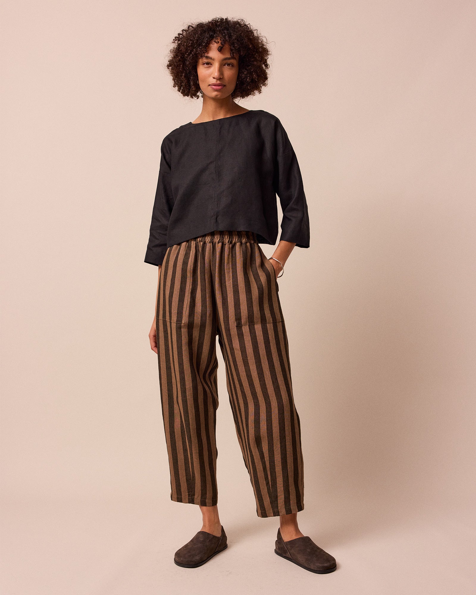 Huxley Walnut Stripe Linen Trousers – Beyond Nine