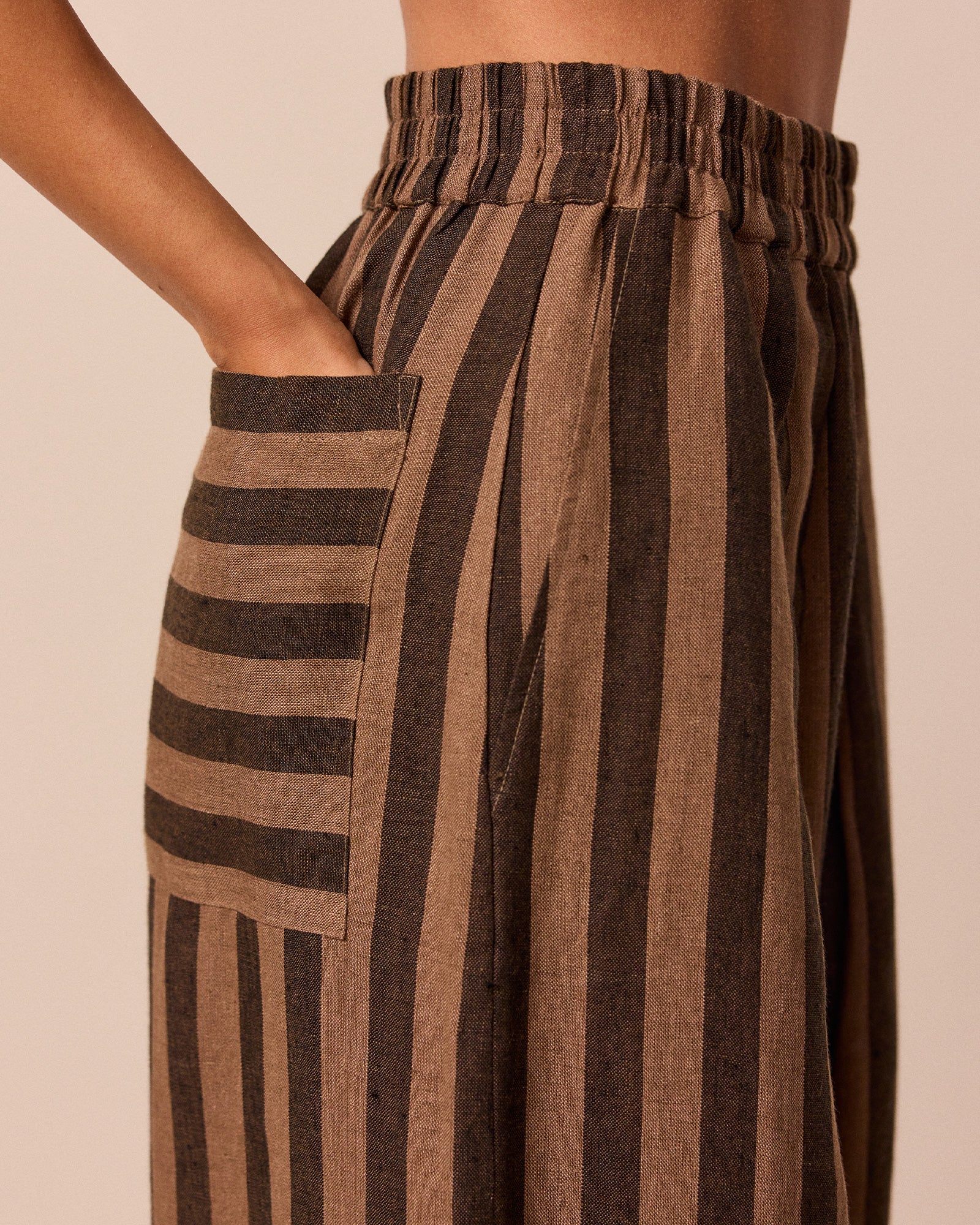 Bobbi Walnut Stripe Linen Trousers – Beyond Nine