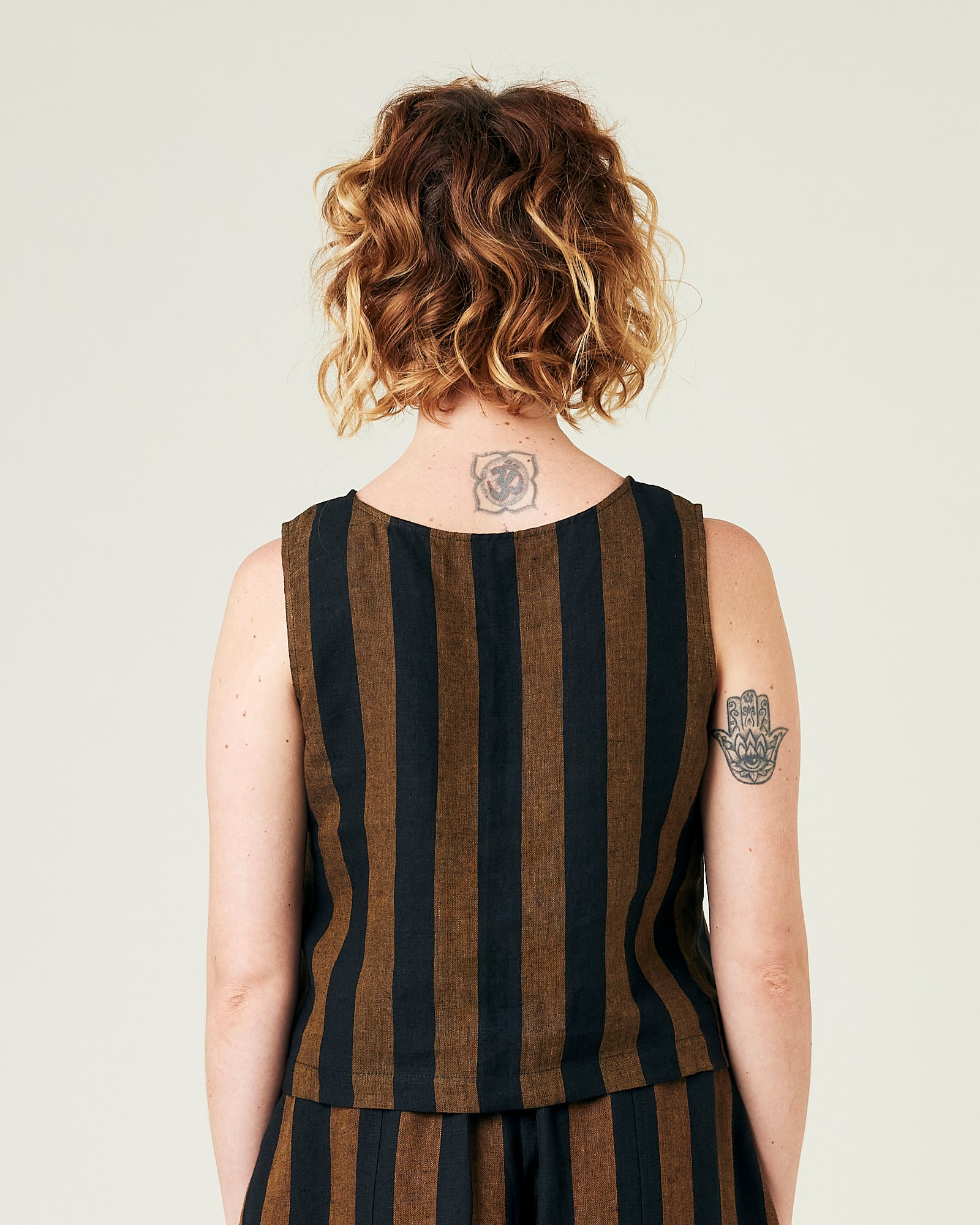 Esme Rust & Black Stripe Linen Top – Beyond Nine