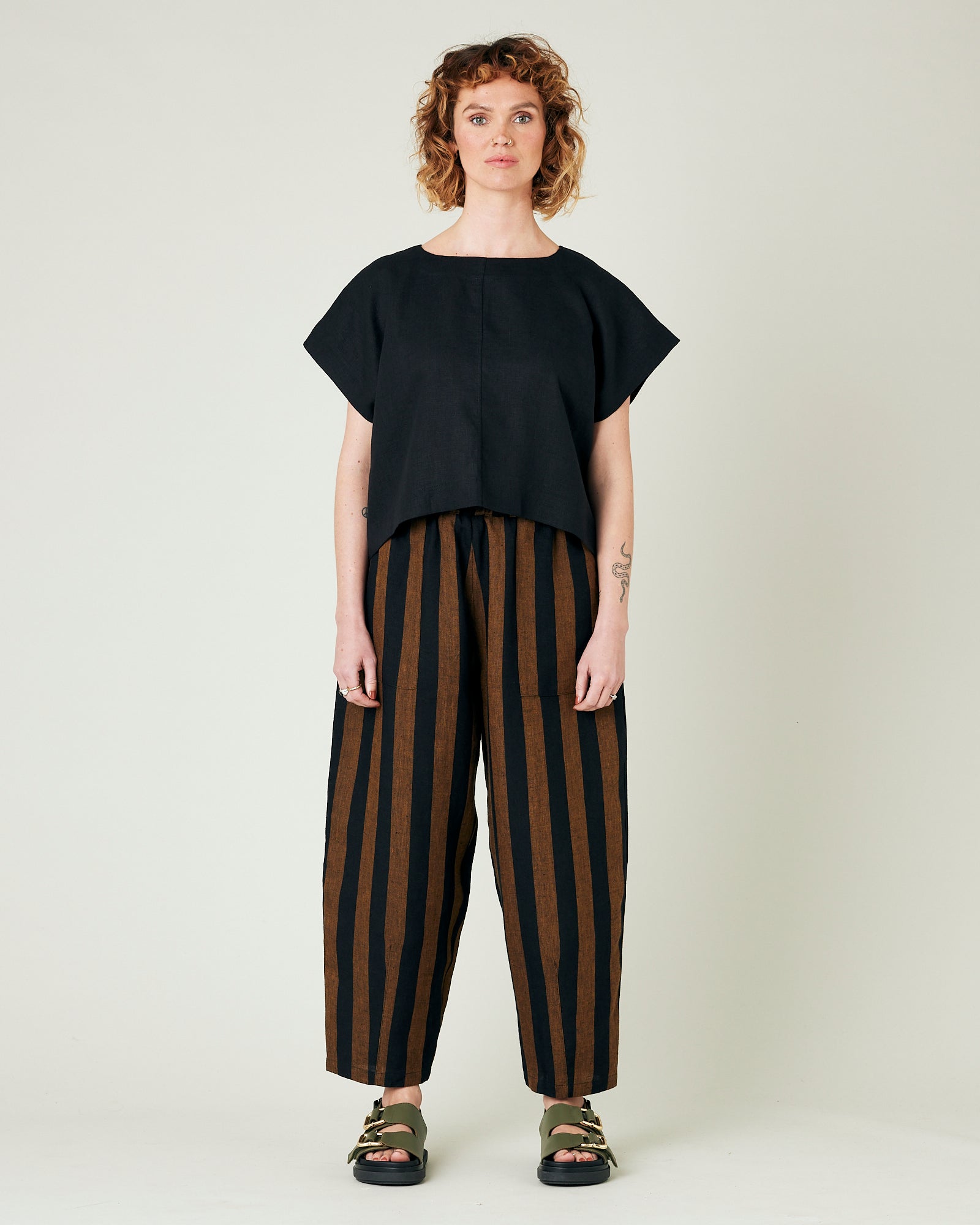 Huxley Rust & Black Stripe Linen Trousers – Beyond Nine
