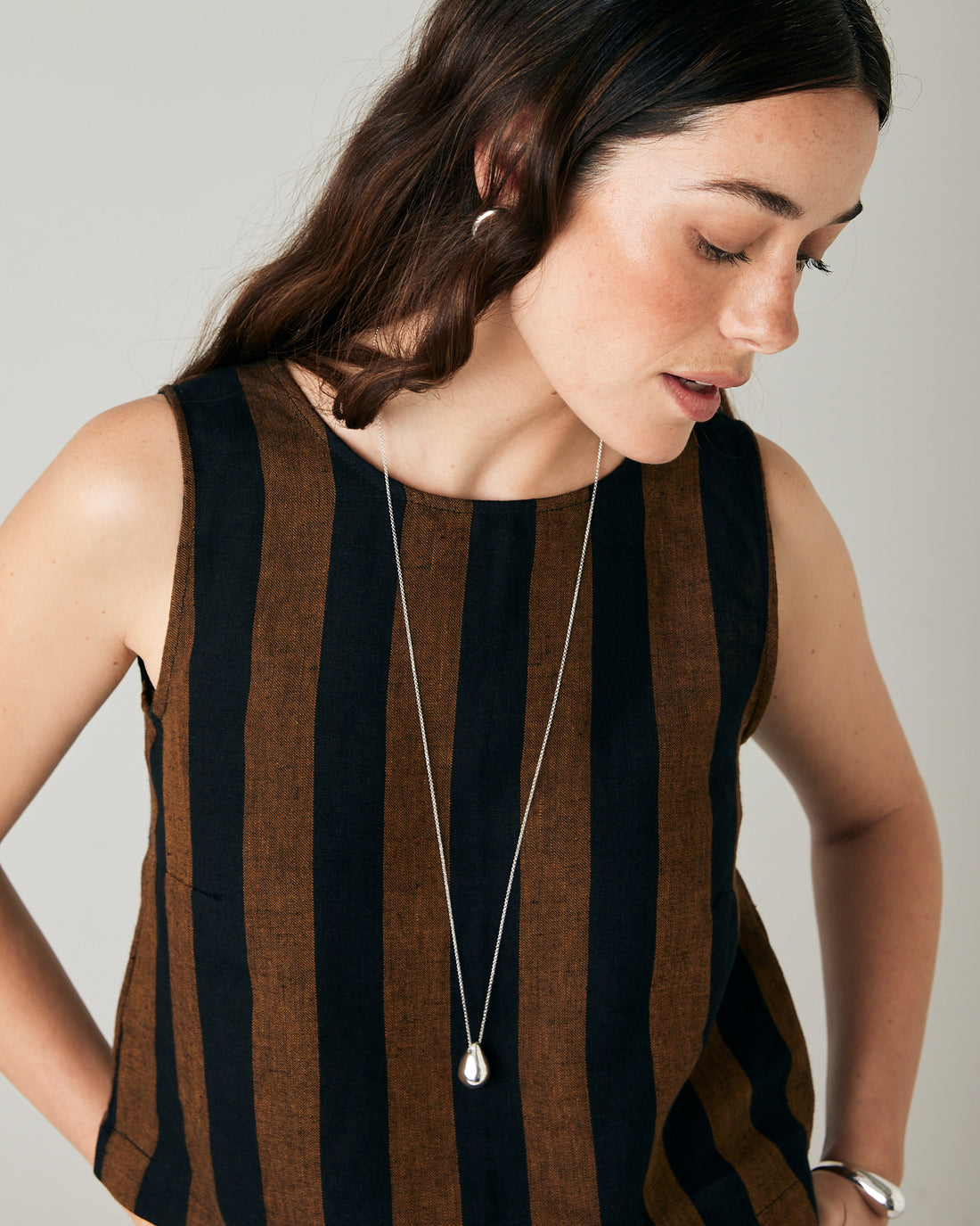 Esme Rust & Black Stripe Linen Top – Beyond Nine