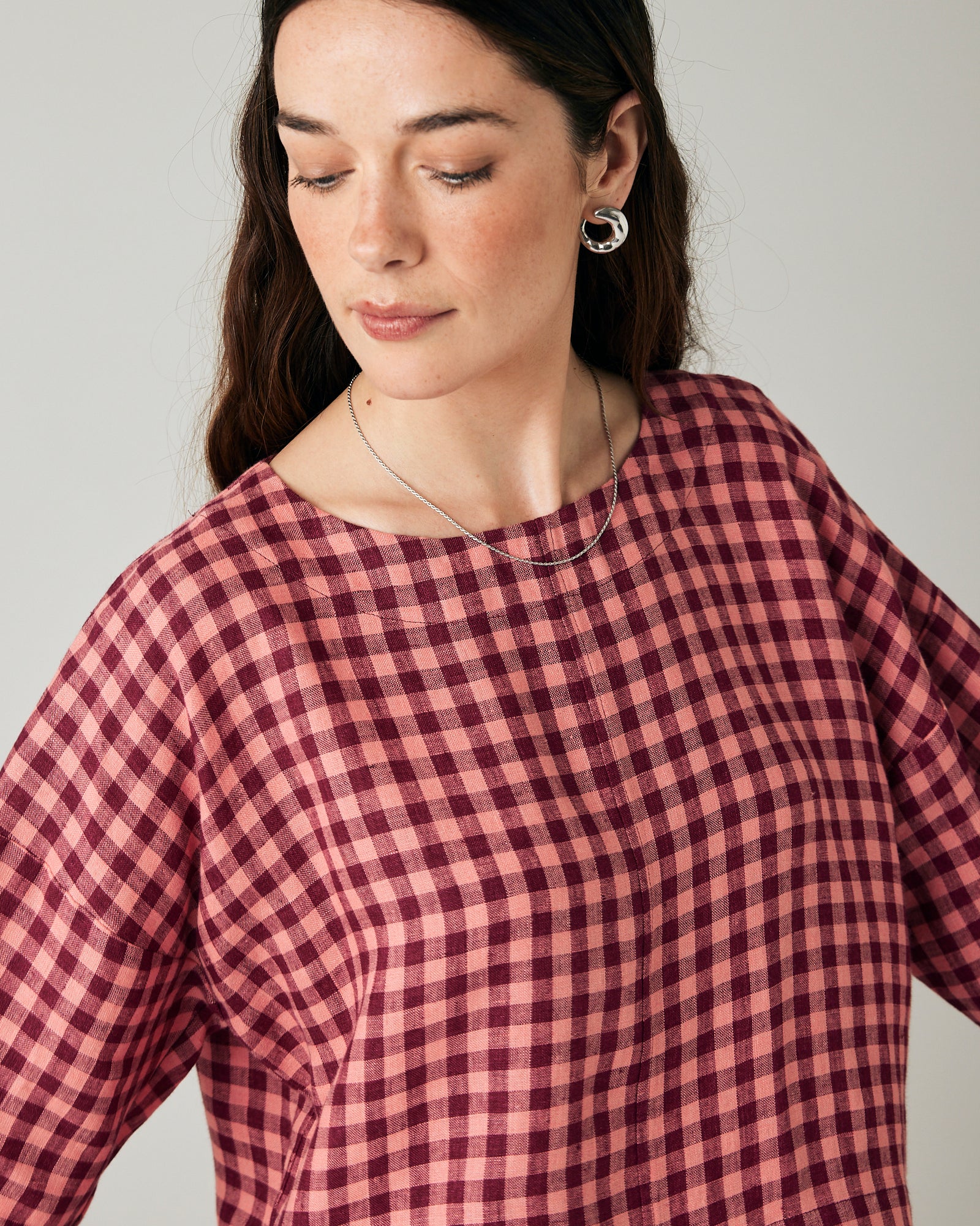 Lily Blush Gingham Linen Top – Beyond Nine