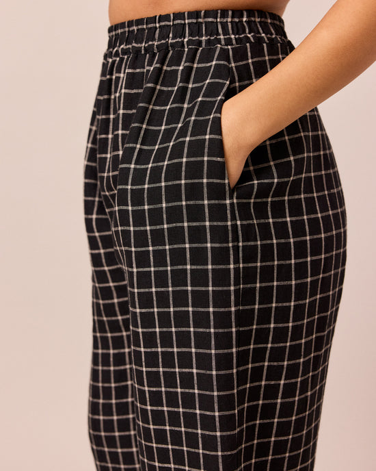 Mabel Black Grid Linen Trousers – Beyond Nine