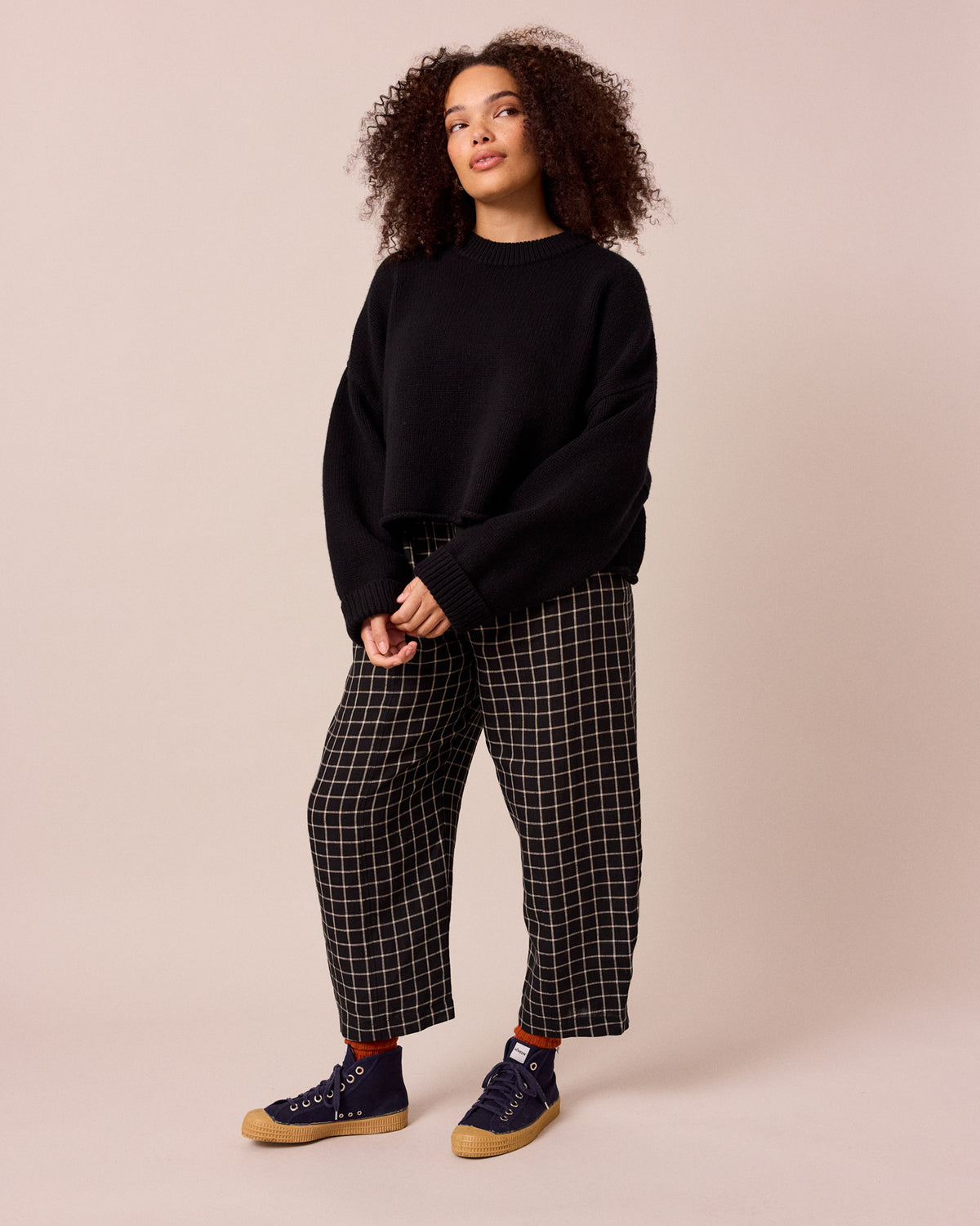 Mabel Black Grid Linen Trousers – Beyond Nine
