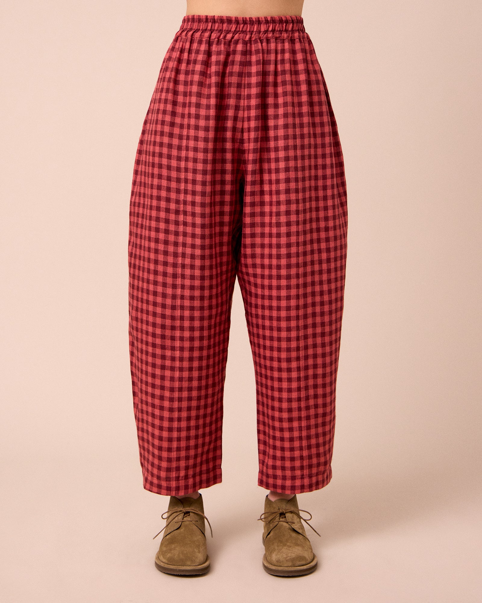 Mabel Deep Rose Gingham Linen Trousers – Beyond Nine